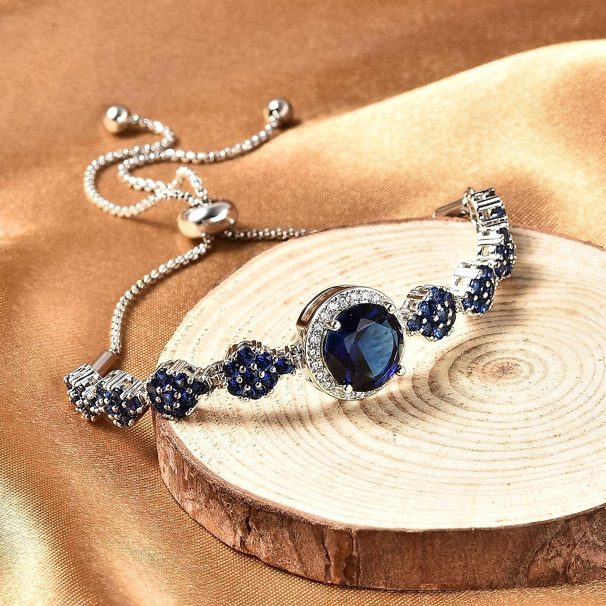 Shop LC Blue White Cubic Zirconia Bracelets for Women CZ Bolo Bracelets for Women Adjustable Tennis Bracelets for Women Fashion Jewelry Birthday Gifts for Women