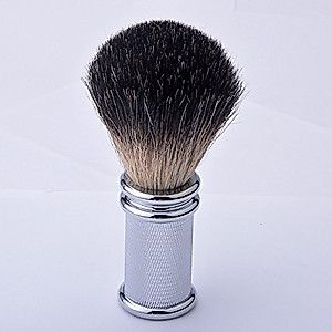 CSB Hand Made Pure Black Badger Hair Shave Brush with Chrome Metal Handle