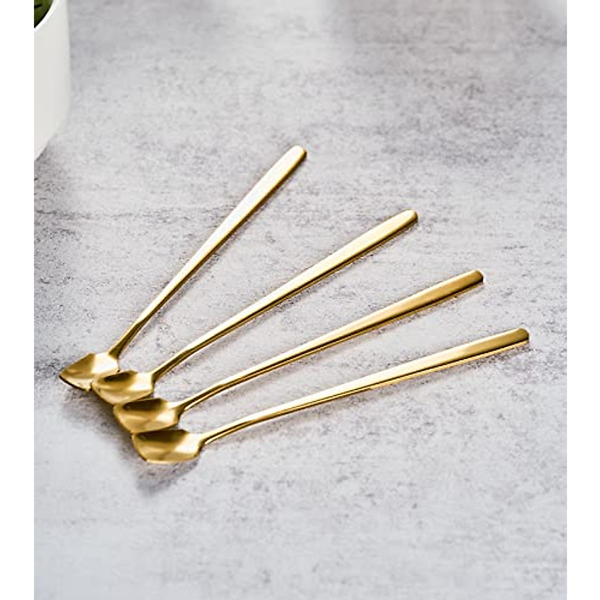 YHOSSEUN Porcelain Coffee Mug Set With Metal Stand, Ceramic Cups with Espresso Spoons, 11 Ounce Mug Set Perfect For Americano, Chocolate Drinks, Milk, Tea, Set of 4, White