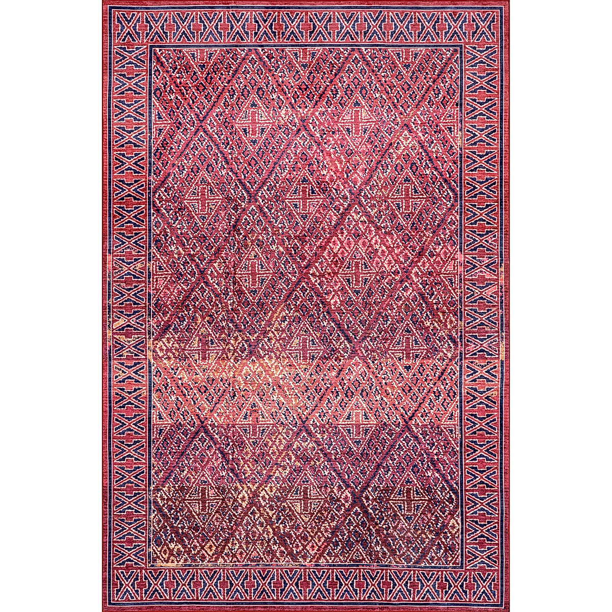 Rugs USA x Prabal Gurung Bagmati Machine Washable Area Rug, 9x12, Pink
