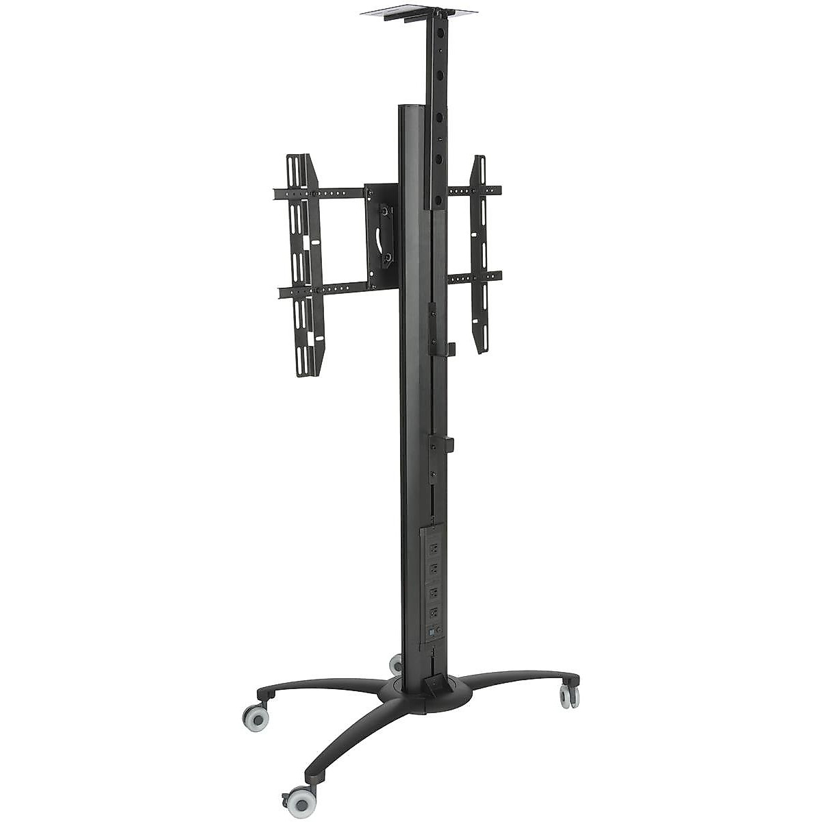 Displays2go Commercial Flat Screen Holder with Case, Steel, Aluminum, MDF – Black, Silver (LPGPWBC)