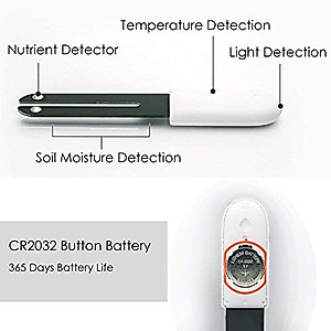WANFEI Plant Monitor Soil Test Kit,Flower Care Soil Tester Smart Plant Tracker Intelligent Sensor Plants Detector Bluetooth Monitor for Light Moisture Fertility Temperature Level for iOS and Android