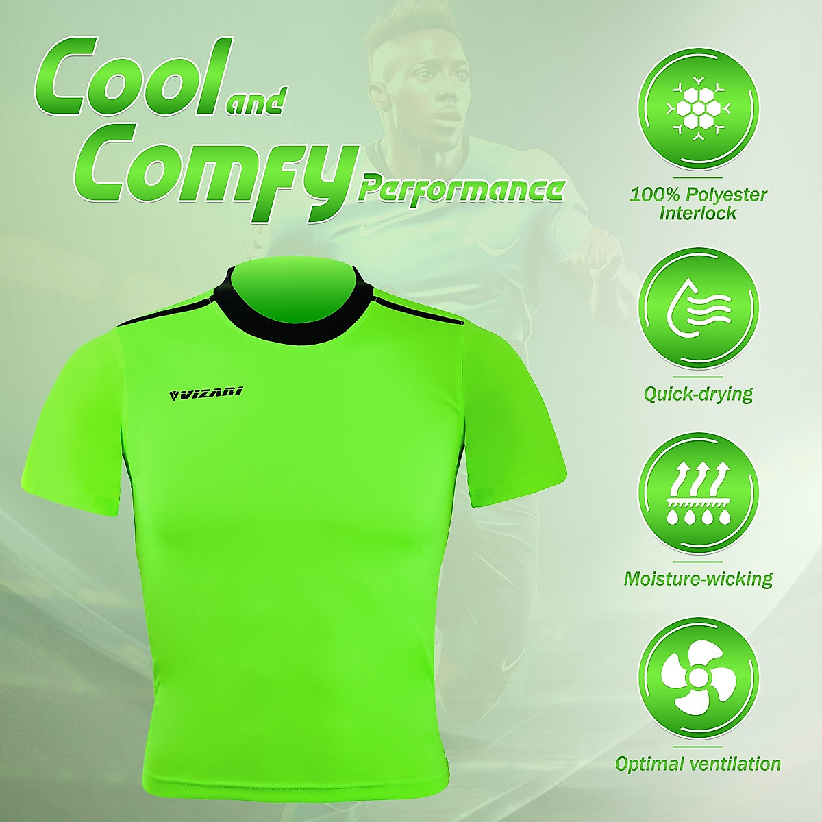 Vizari Velez Jersey for Men and Women | 100% Polyester Adult Soccer Goalie Jersey for Exceptional Performance Neon Green