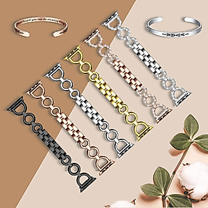 DMMG Stainless Steel Band Compatible with Apple Watch Band 38/40/41/42/44/45mm Women Girls, Dressy Bracelet Replacement Wristband Strap for iWatch bands Series 7 6 5 4 3 2 1 SE (Silver, 38/40mm)