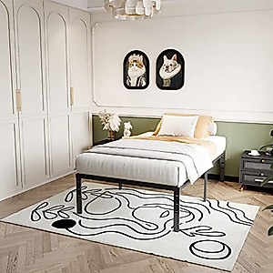 Vengarus 18inch Tall Heavy Duty Twin Bed Frame No Box Spring Needed, Metal Platform Bed Frame Twin with Steel Slat, Easy Assembly, Noise Free, Black