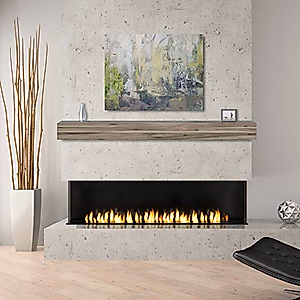 Pearl Mantels 492-60-WEATHER Acacia Wood Fireplace Mantel Shelf, 60", Weathered Finish