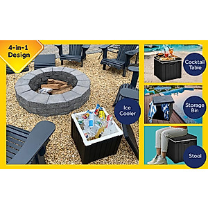 Ice Cooler/Storage Deck Box, and seat, Outdoor Ice Chest is Great to Use for Pool Accessories, Hot Tub Towel Holder, Toys, Gardening Tools, Sports Equipment, UV Resistant Resin,