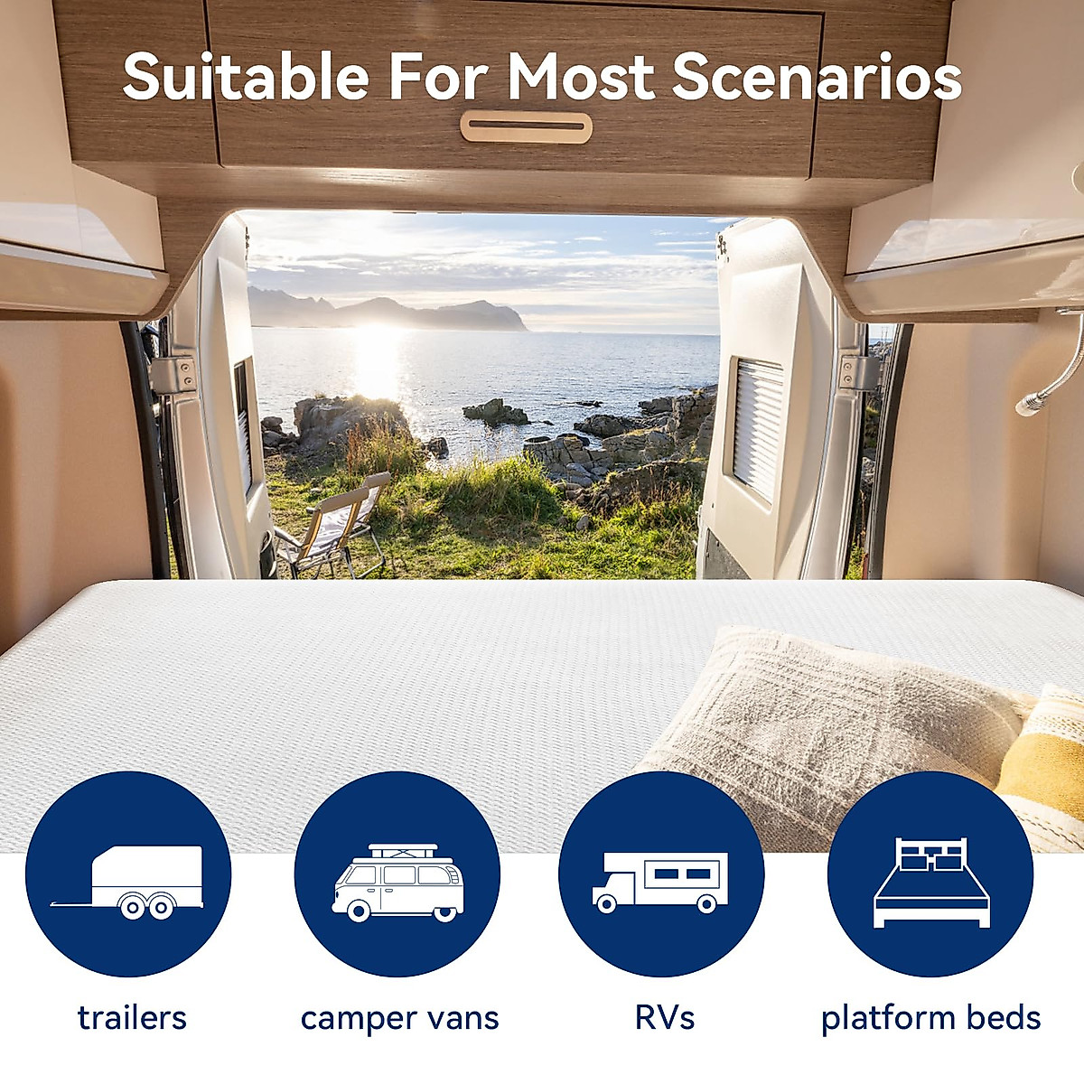 Opoiar 10 Inch RV Mattress Short Queen,Cooling Gel Memory Foam Mattress,Medium Firm Mattress in a Box,for RV/Camper/Trailer/Truck Mattress,Pressure Relief,Made in USA,CertiPUR-US Certified