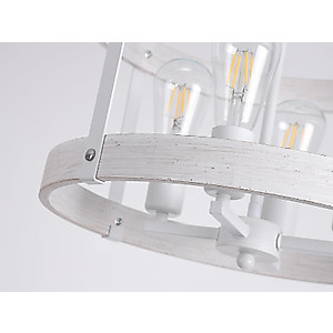 Hchunqjor Modern Farmhouse Flush Mount Light Fixture, 16.5in Distressed Wood Cage, for Kitchen Entryway Living Room