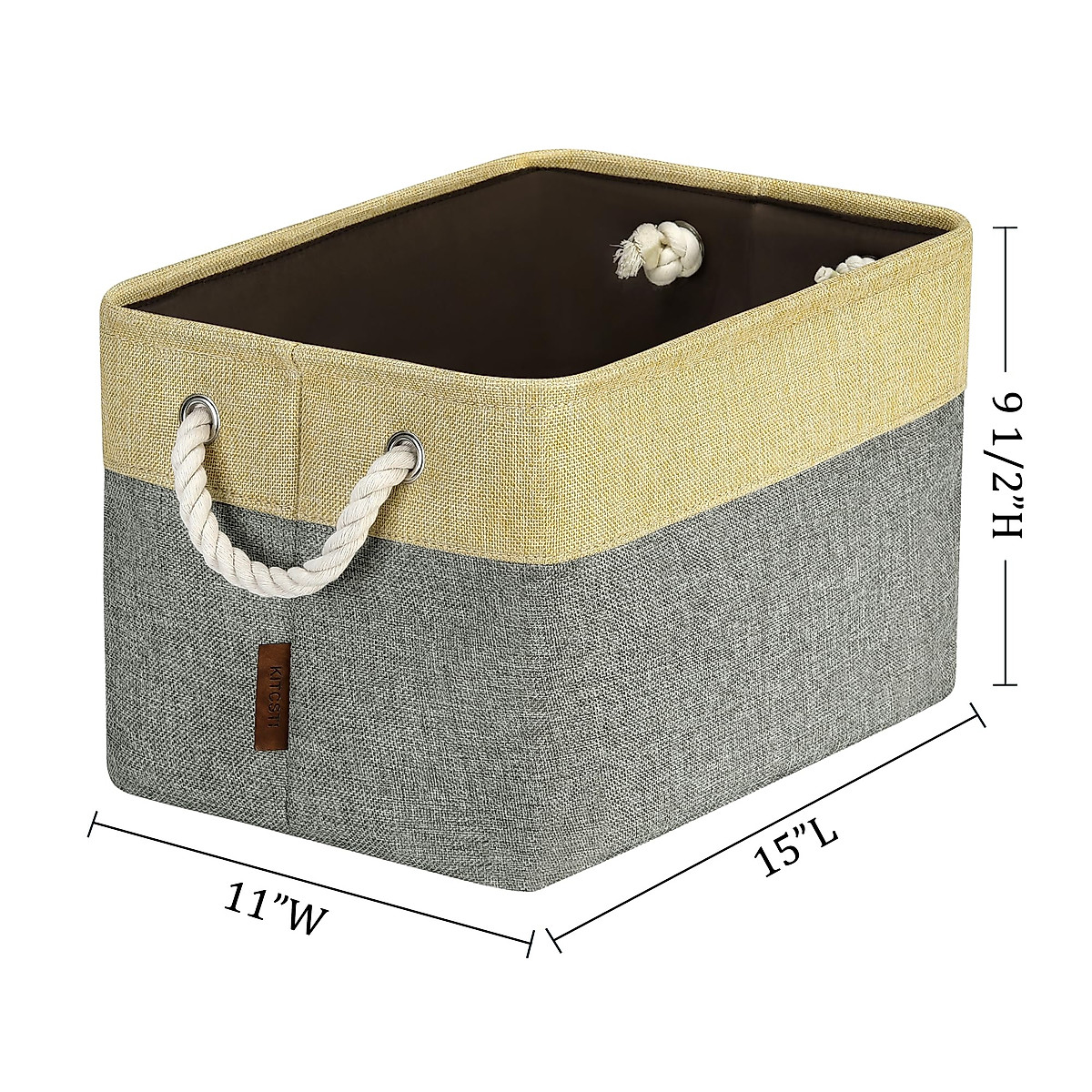 KITCSTI Fabric Storage Baskets for Shelves | Closet Storage Bins | Linen Cloth Baskets with Handle for Organizing