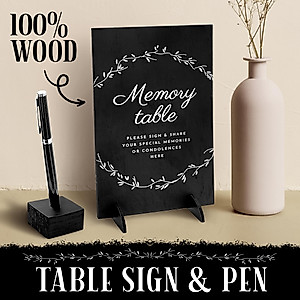 Generic Funeral Guest Book, Celebration of Life Decorations, Celebration of Life Guest Book, Guest Book for Funeral, Funeral Guest Book for Memorial Service with Table Card, Pen & Stand, Wood Book