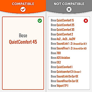 WC Wicked Cushions Extra Thick Replacement Ear Cushions for Bose QC45 (QuietComfort 45) Headphones | (Black)