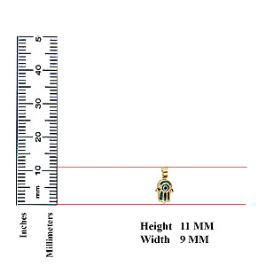 TGDJ 14k Yellow Gold Evil Eye Hamsa Hand Pendant