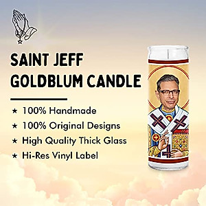 Goldblum Celebrity Prayer Candle - Funny Saint Candle - 8 inch Glass Prayer Votive - 100% Handmade in USA - Novelty Celebrity Gift