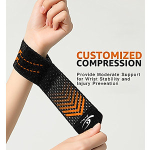 HiRui Wrist Compression Wraps, Wrist Brace Wrist Support for Sports, Mouse Hand, Mother's Hand, Carpal Tunnel Arthritis, Tendonitis - Premium Elastic & Breathable Mesh Fabric (Black, Medium)
