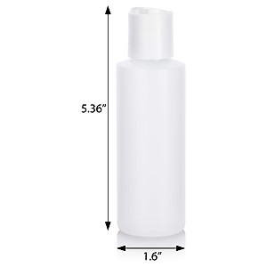 JUVITUS 4 oz Clear Natural Refillable Plastic Squeeze Bottle with White Disc Cap - (6 Pack)