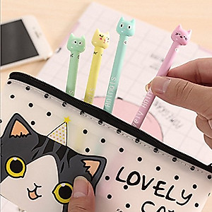 Newaey Cute Kawaii Funny Cartoon Cat Lot Novelty pens Stationery Gel Ink Pen new funny School Stationery Office Supplies (10 PCS)