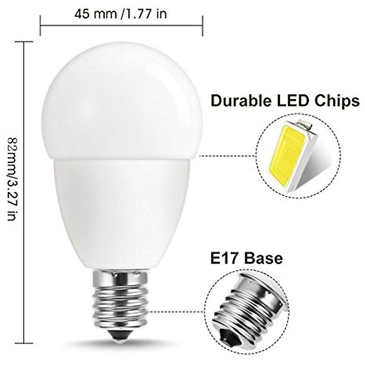 Lxcom Lighting E17 LED Bulb 6W Globe Light Bulbs E17 Intermediate Base 50W Incandescent Bulb Equivalent G14 LED Bulbs Warm White 3000K 600LM for Home Office Restaurant, 4 Pack
