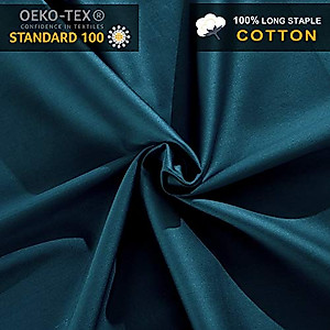MILDLY Queen Duvet Cover Set Peacock Blue 100% Egyptian Cotton Comfortable Quilt Cover Set with Zipper Closure & Corner Tie (No Comforter)