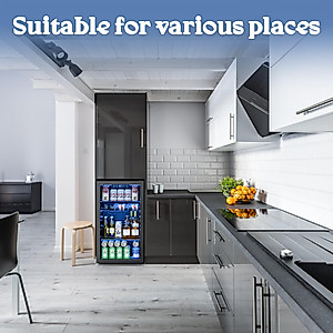 Urbansync Beverage Refrigerator and Cooler, 3.2 Cu.Ft Mini Fridge with Glass Door for Soda Beer or Wine, Freestanding Small Drink Dispenser, Digital Temperature Control, Home, Bar, Office.