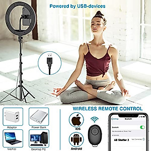 12" Selfie Ring Light with 63" Adjustable Tripod Stand and Phone Holder, LED Dimmable Ringlight with Remote, for Live Stream/Photography/Makeup/YouTube Video, Compatible with Cell Phones, Cameras