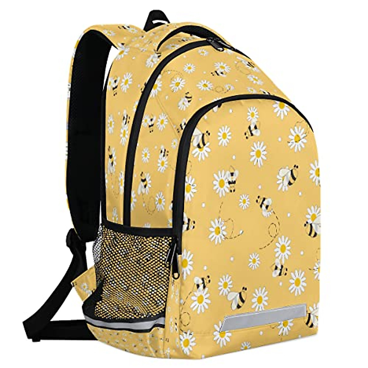 UOYO Bee Backpack for Toddler Girls, Honeybee Daisy School Book Bag with Chest Strap and Reflective Strip Travel Laptop Casual Shoulder Bags Outdoor Hiking Daypack
