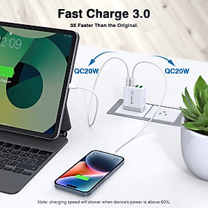 2Pack USB Wall Charger, 40W 4-Port Fast Charger Block, Multiport USB Cube Power Adapter Charging Brick Plug for iPhone 11 12 13 14 15 Pro Max XR Xs Max 8 7 6,Samsung,LG,Google Pixel,Moto(White)