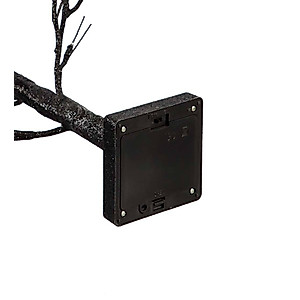 Plow & Hearth Tabletop LED Lighted Halloween Tree, Purple LED Lights, Gnarled Spooky Limbs, Battery-Operated Accent for Table, Mantle and More, 15" Dia. x 17¾"H