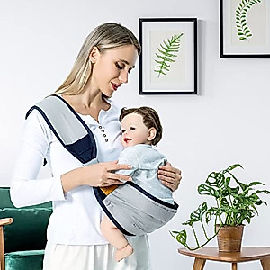 Shiaon Baby Sling Carrier Newborn to Toddler, Lightweight Baby Carrier Sling, Baby Wrap Sling, Baby Hip Seat Carrier for Toddler Sling, Baby Holder Carrier, Nursing Sling, Carrying 7-45 lbs, Grey