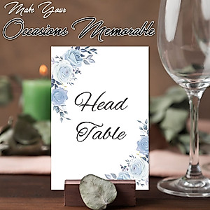 30 pc Table Numbers, Wedding Table Numbers, Table Number Cards with Blue Floral Border Print, Black Table Numbers for Wedding Reception 1-30, 4x6 Inches Table Numbers for Wedding