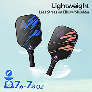 niupipo Pickleball Paddles, Lightweight Pickleball Rackets w/Fiberglass Surface, Pickleball Set of 4 Balls and 1 Pickleball Bag