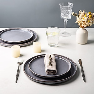 AmorArc Dinner Plates Set of 6, 10.5 Inch Reactive Glaze Ceramic Plates Set, Microwave, Dishwasher Safe, Scratch Resistant, Modern Large Dinnerware Dishes Set Kitchen Stoneware Plates