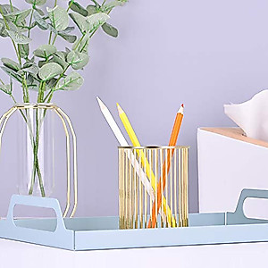 Gold Metal Pen Holder for Desk, Makeup Brushes Cup, Pencil Holders, Office&Home Organizer