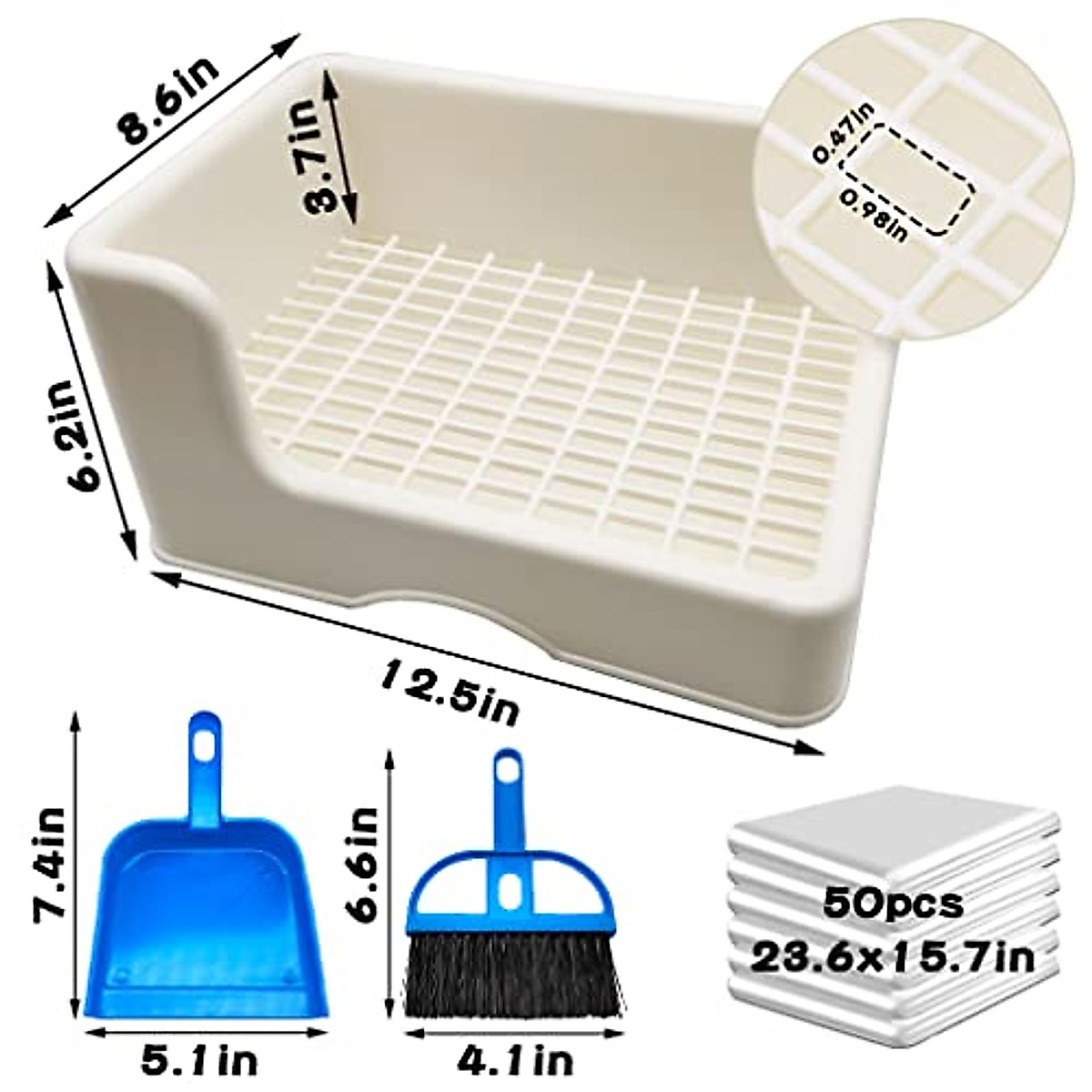 BNOSDM Bunny Litter Box with Tray Dwarf Rabbit Cage Potty Trainer Corner Small Animal Toilet Plastic Detachable Pet Guinea Pig Litter Pan Bedding Box for Chinchillas Galesaurs Ferret