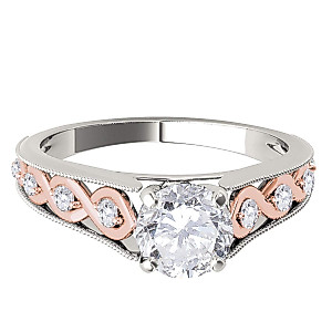 Mauli Jewels 0.50 Carat Halo Two-Tone Antique Diamond Engagement Ring 4 prong 14k Solid Rose & White Gold