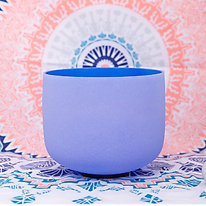 Blue Colored Frosted G Note Throat Chakra Quartz Crystal Singing Bowl 10 inch mallet and o-ring included