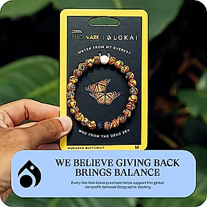 Lokai Silicone Beaded Bracelet for Women & Men, National Geographic Collection - Monarch Butterfly Style, (Small, 6 Inch Circumference) - Silicone Bracelet Slides-On, Comfortable Fit