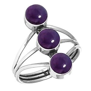 JEWELOPORIUM 925 Sterling Silver Ring for Women Violet Real Amethyst Stone Statement Silver Ring Size 11.5 Easter Gift Fashion Jewelry