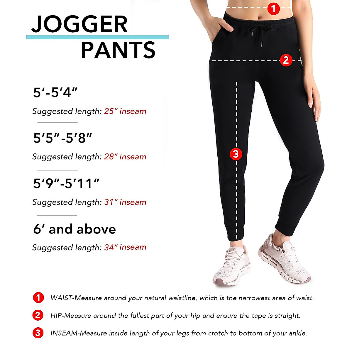 Yogipace Petite Women's Lightweight Anti-Shrink Active Joggers Lounge Sweatpants Yoga Jogger Pants,25",Black,Size XL