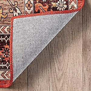 nuLOOM Hera Medallion Stain-Resistant Machine Washable Area Rug, 9' x 12', Red