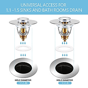 Bathroom Sink Stopper,UniversalBasin Pop Up Bathroom Drain Stopper, for 1.1~1.5 in U.S. Standard Drain Holes, with Hair Catcher Anti Clogging Bathroom Sink Drain Strainer (Silver1)