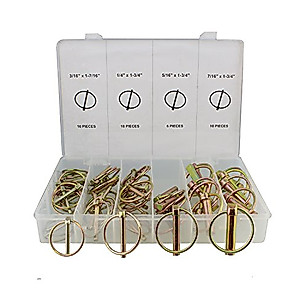 ABN Spring-Loaded Lynch Pin 50-Piece Assortment Kit – L Pin Fastener Set – Boat, Bike, Tractor L-Pins Trailer Hitch Lock