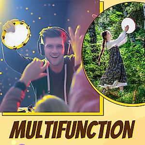 4 Pcs Tambourines for Adults 10 Inch Hand Held Drum Bell Birch Metal Jingles Single Row Wooden Tambourine Rhythm Educational Musical Instrument Percussion for Church KTV Party Gifts