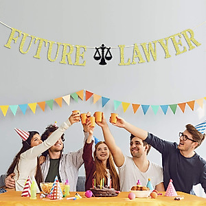 Gold Glitter Future Lawyer Banner - Congrats Lawyer Graduation Bunting Sign - Law School Grad Party Decorations Supplies - Graduation Party Backdrop