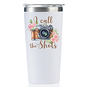 Onebttl Photography Gifts for Photographers for Women, 20oz Stainless Steel Insulated Wine Tumbler Mug with Lid - White