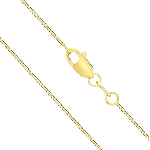 Honolulu Jewelry Company 14K Real Solid Yellow Gold 0.7mm Box Chain Necklace Lobster Clasp (16 Inches)