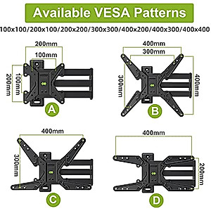 USX MOUNT Full Motion TV Wall Mount Fits for Most 26-55 Inch TVs 24" Extension Arm with Swivel Articulating Arm Rotation & Tilt, Corner Center Design TV Mount Bracket MAX VESA 400x400mm and 88lbs