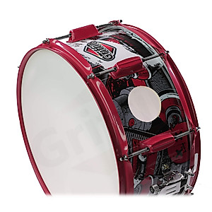 GRIFFIN Snare Drum Birch Wood Shell 14 X 6.5 Inch | Oversize 2.5" Large Vents & Custom Graphic Wrap (Limited Edition) | Red Hardware & Marching Drummers Key for Students & Pros | 8 Metal Tuning Lugs