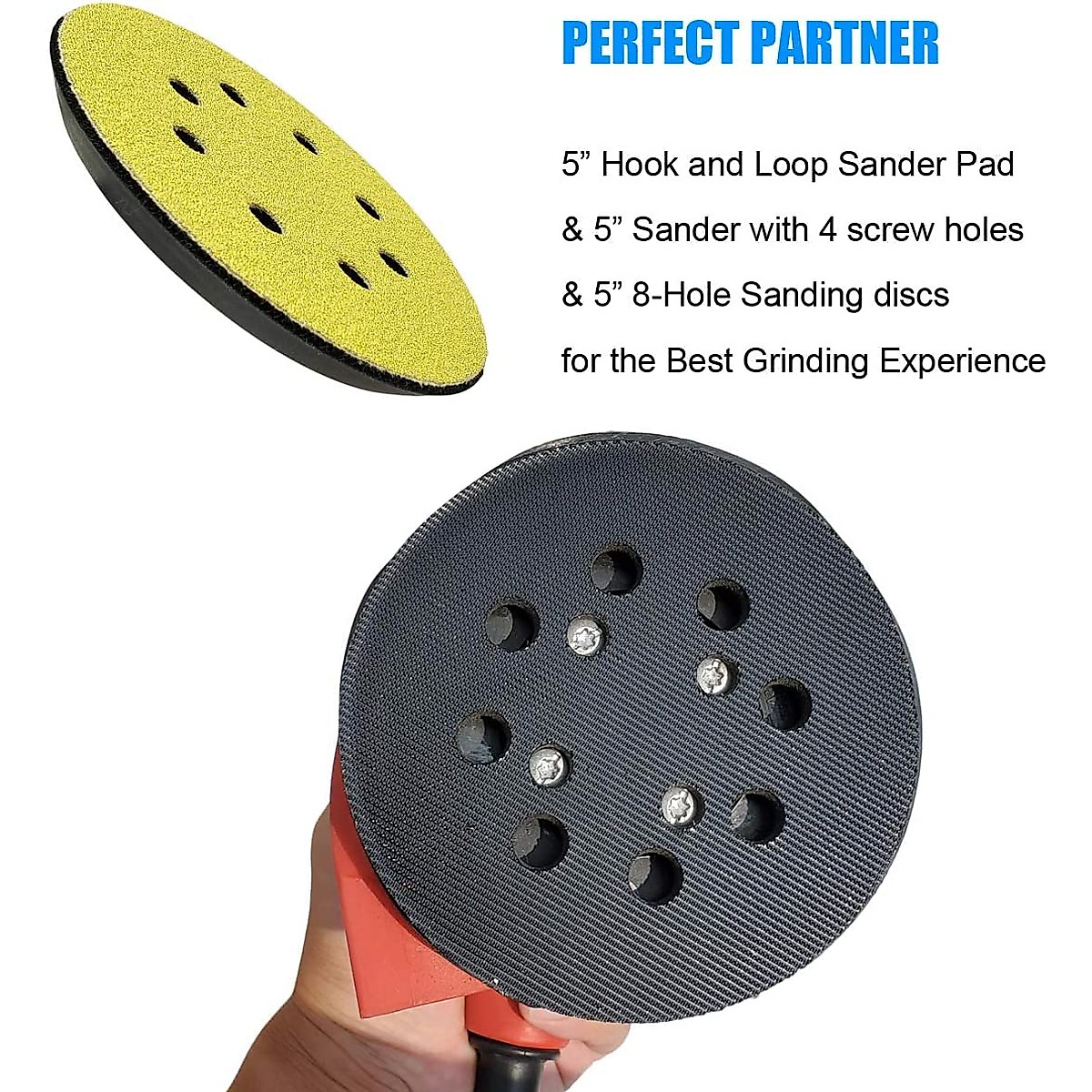 5 Inch 8 Hole Replacement Sander Pad for Milwaukee 6021-21, 6034-21 2648-20, 2648-21 Random Orbit Sanders - 5" Hook and Loop Sanding Pad for Part Number 51-36-7100