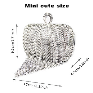 zebrum Womens Evening Clutch Bag Designer Evening Handbag Hand Bag,Lady Party Wedding Clutch Purse (Silver- Rhinestone Tassel)